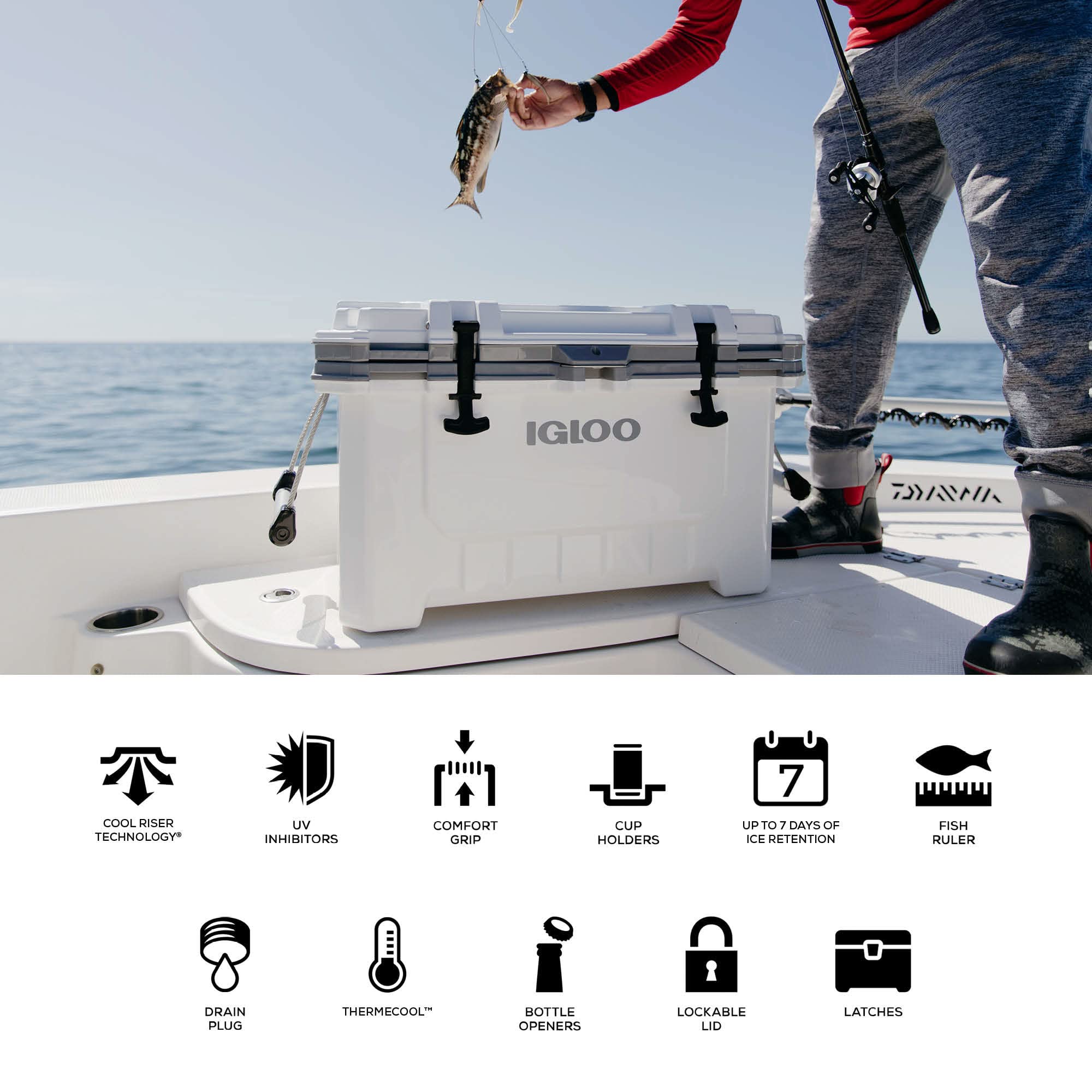 Igloo White IMX 70 Qt Lockable Insulated Ice Chest Injection Molded ...