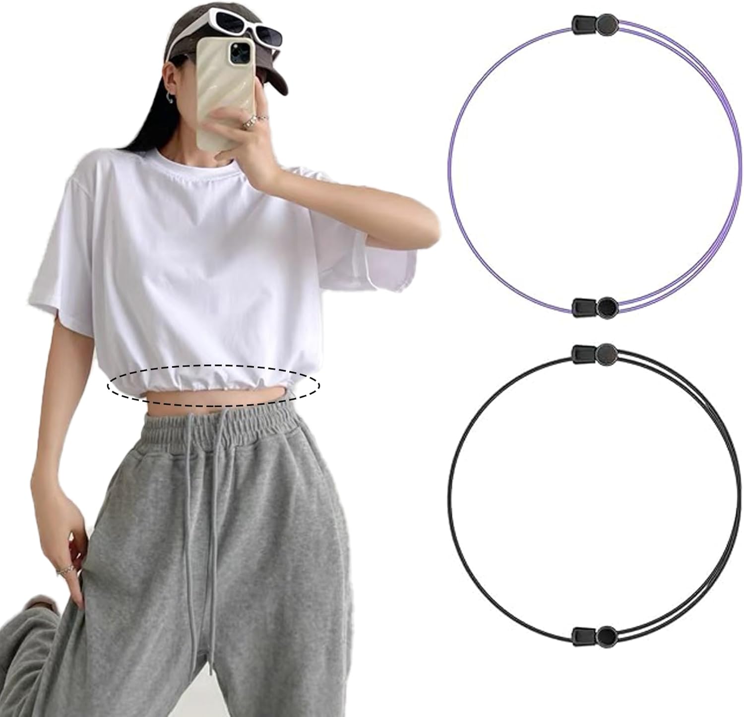 Amazon.com: ZLMC Croptuck Adjustable Band for Women Waist Shirts Crop ...