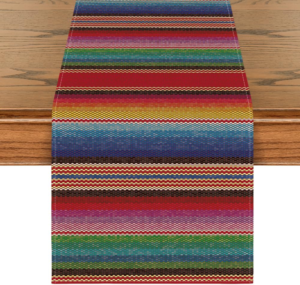 Amazon.com: Artoid Mode Colorful Stripes Serape Mexican Table Runner ...