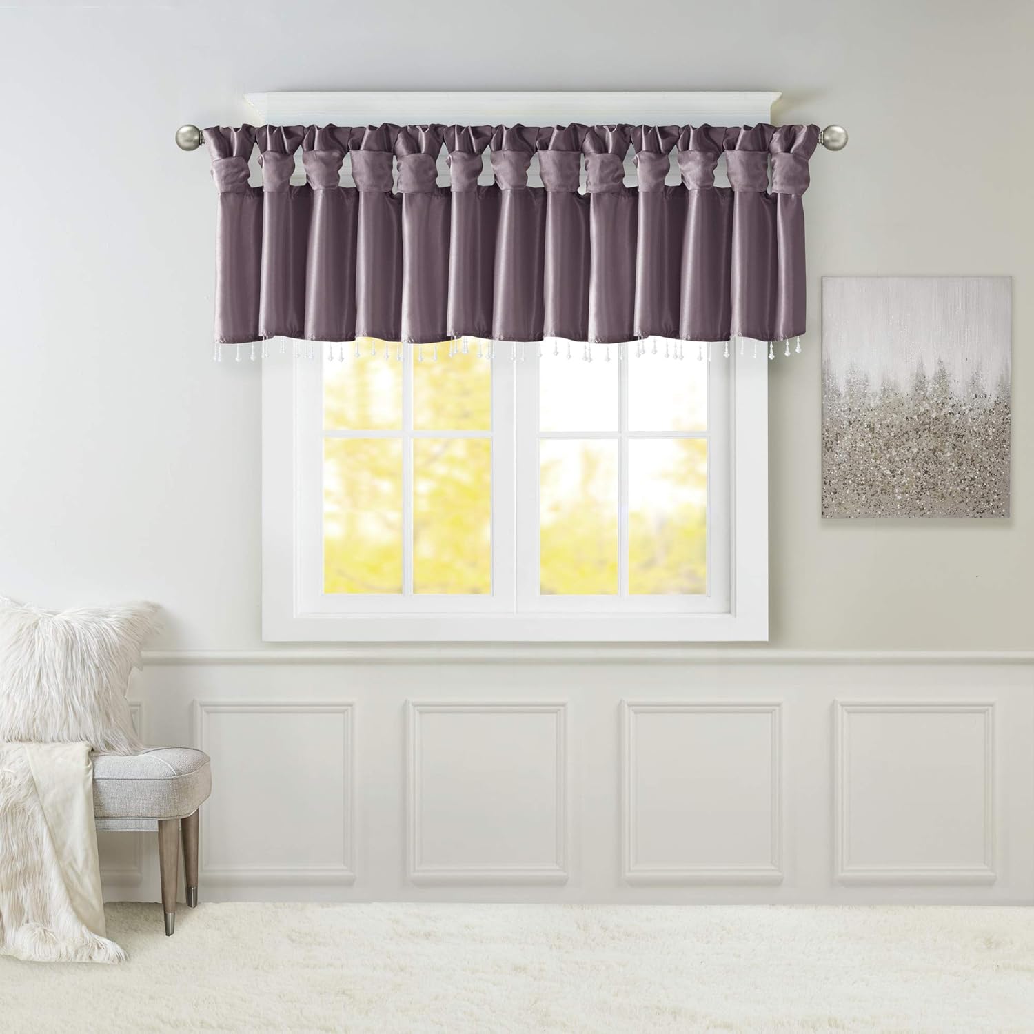 Buy Emilia Faux Silk lilac Valances for Windows Elegant , Unique ...