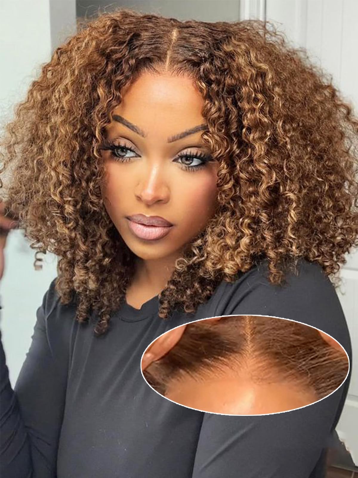 Amazon.com : 12 inch Afro Kinkycurly Wear and Go Glueless Wig Ombre ...