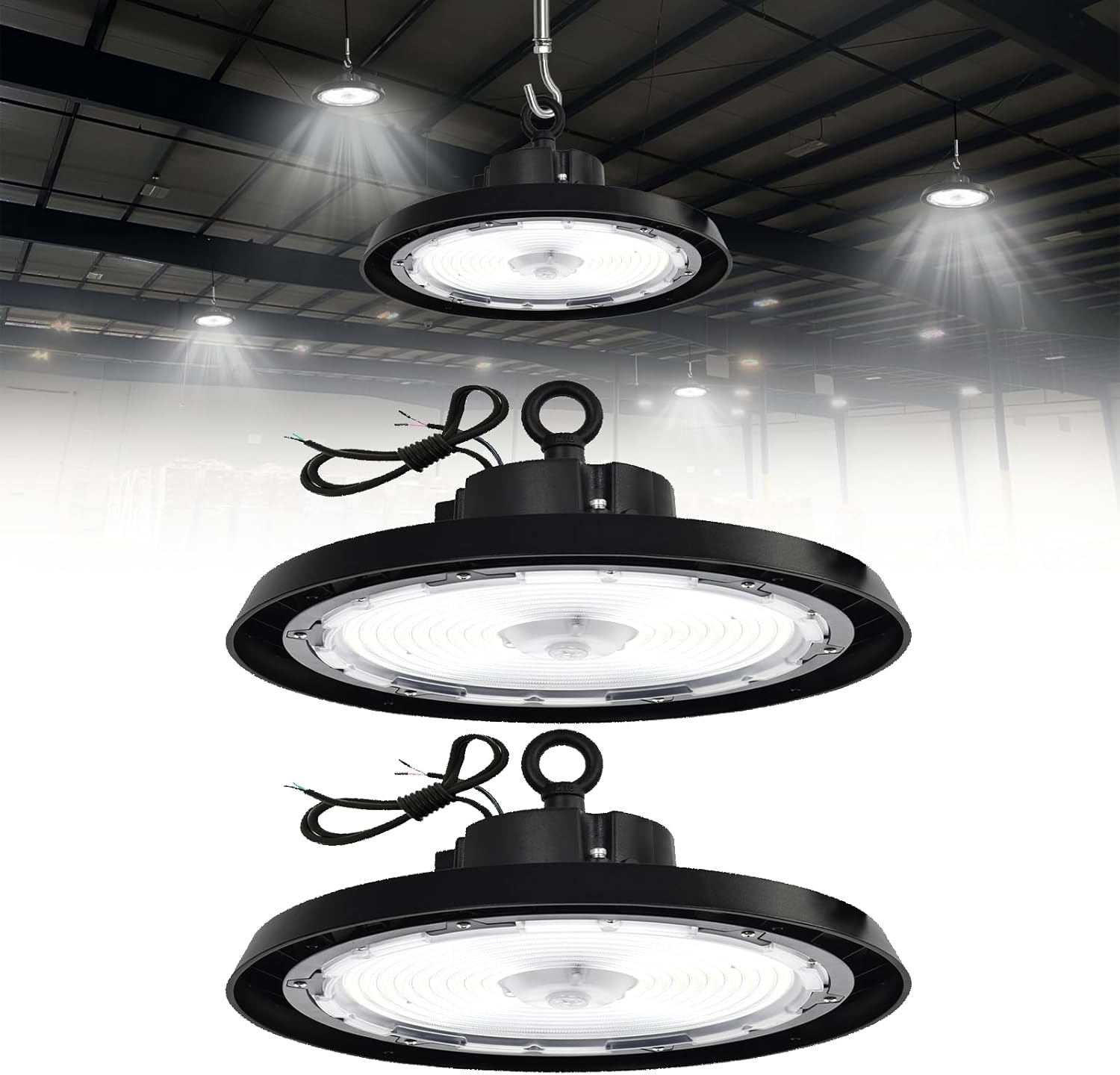 RMC Super Bright UFO High Bay LED Shop Lights 2 Pack,38400LM,Watt ...