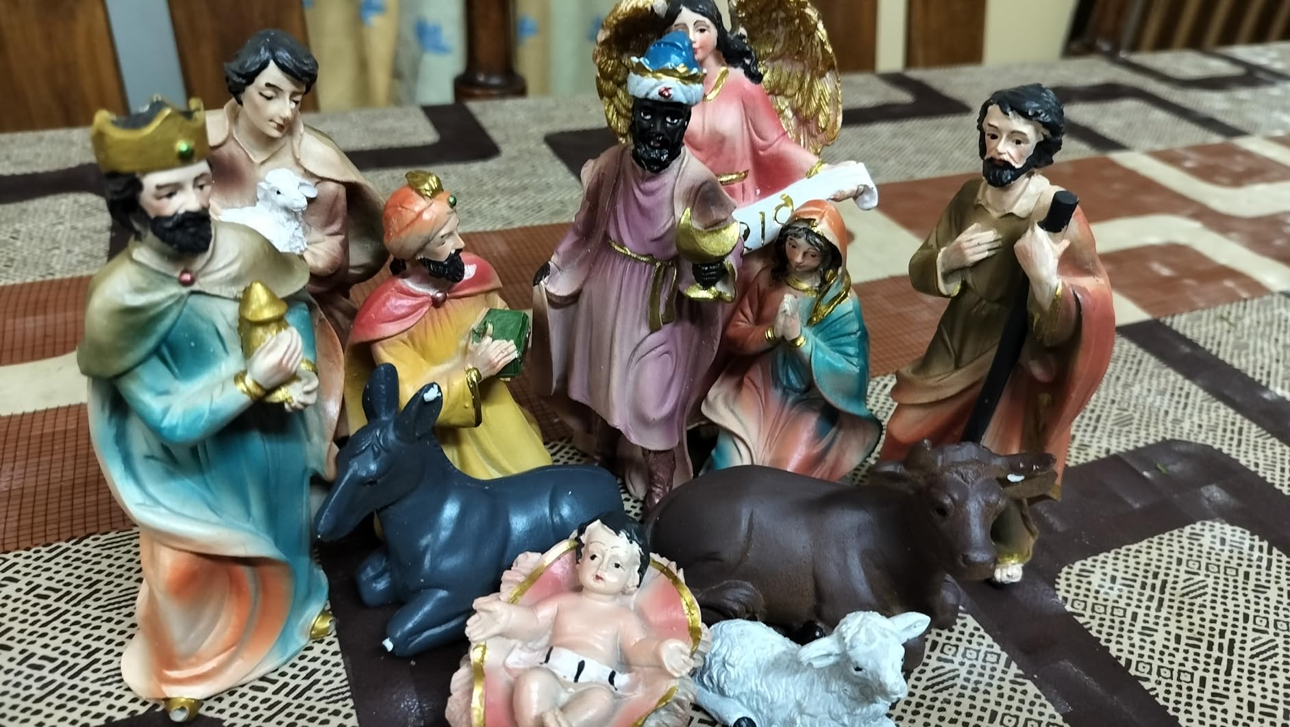 Buy Wallzy Set of 11 christmas crib set statues big size, 5-6 inch ...