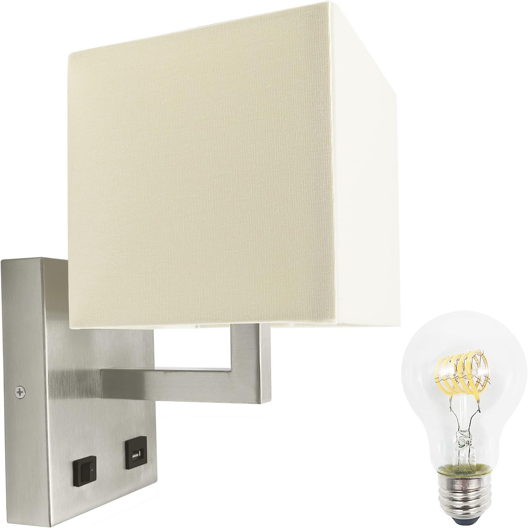 Facon 12V LED RV Wall Sconce with Switch and USB Charger Socket(5V 2.4A ...