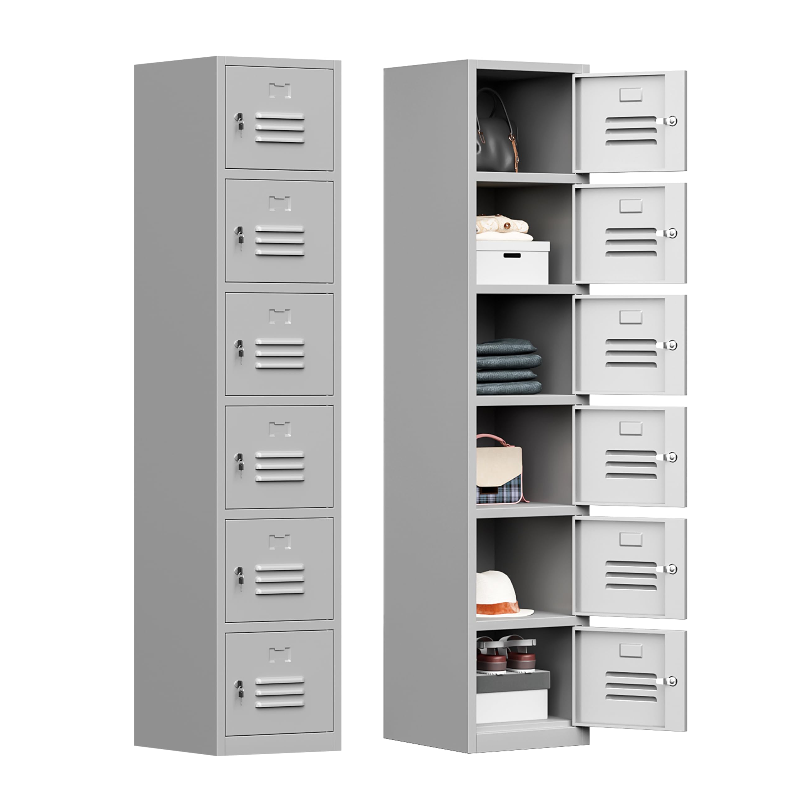 Amazon.com: Bestoo Metal Locker with 6 Doors, 71" Tall Storage Locker ...