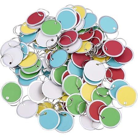 Amazon.com : 180 Pcs Colored Metal Rim Tags Key Tags Round Paper Tags ...