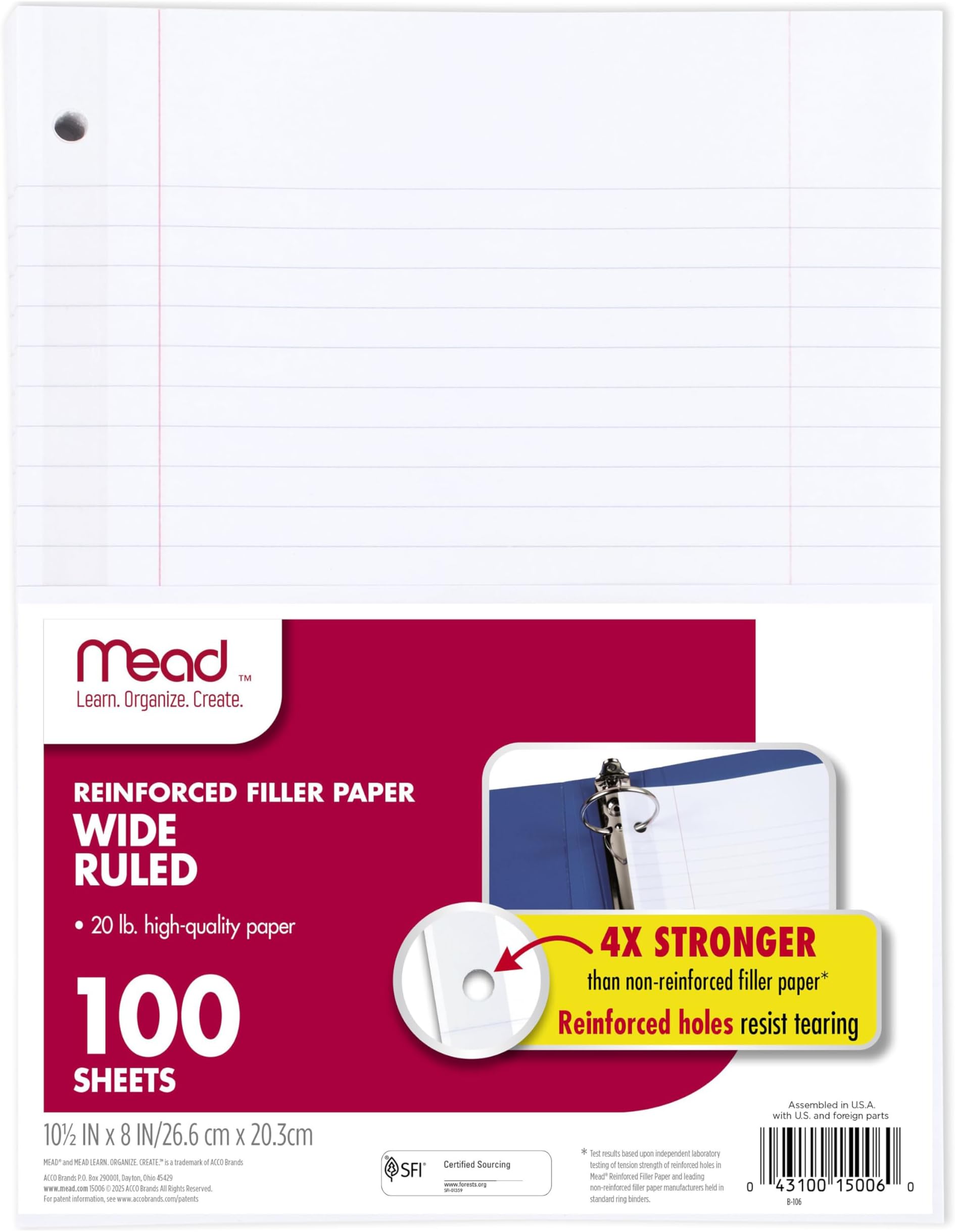 Amazon.com : Five Star Loose Leaf Paper + Study App, Wide Ruled Filler ...