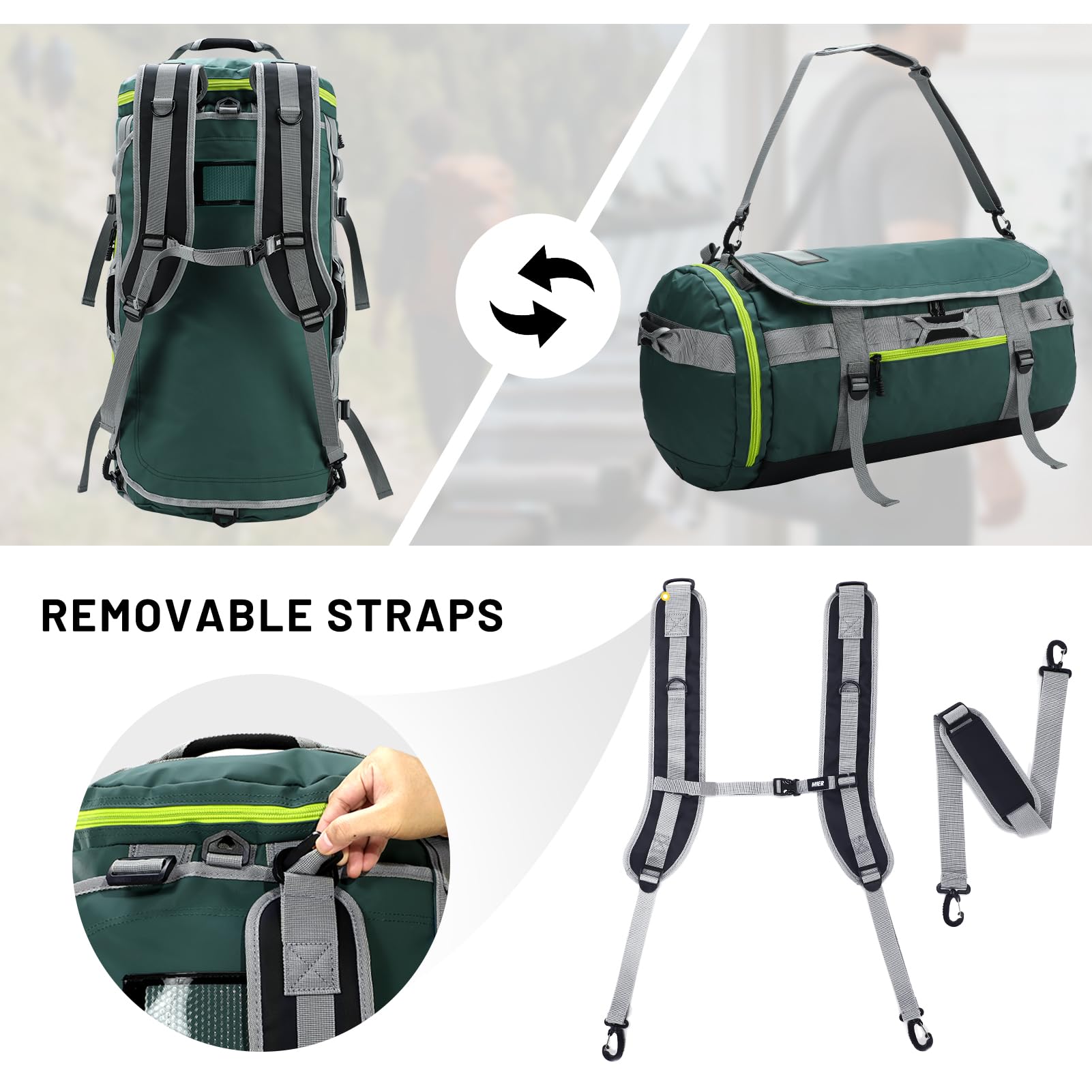 Snapklik.com : MIER Large Duffel Backpack Sports Gym Bag