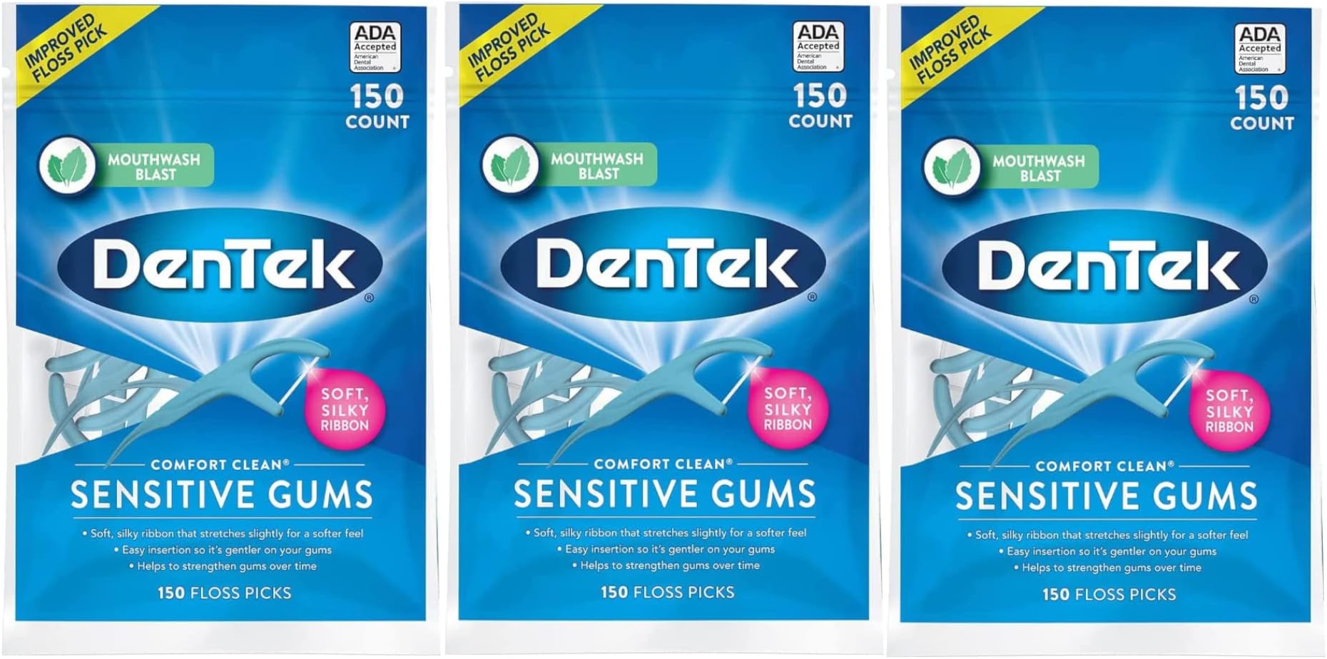 Amazon.com : DenTek Comfort Clean Floss Picks for Sensitive Teeth, Soft ...