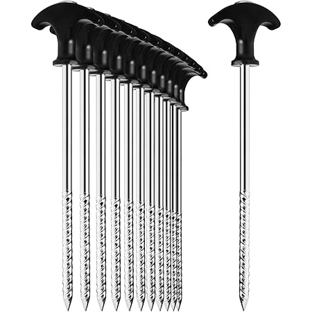 com-four® 12x Steel Tent Pegs - Robust Tent Pegs with Thread for ...