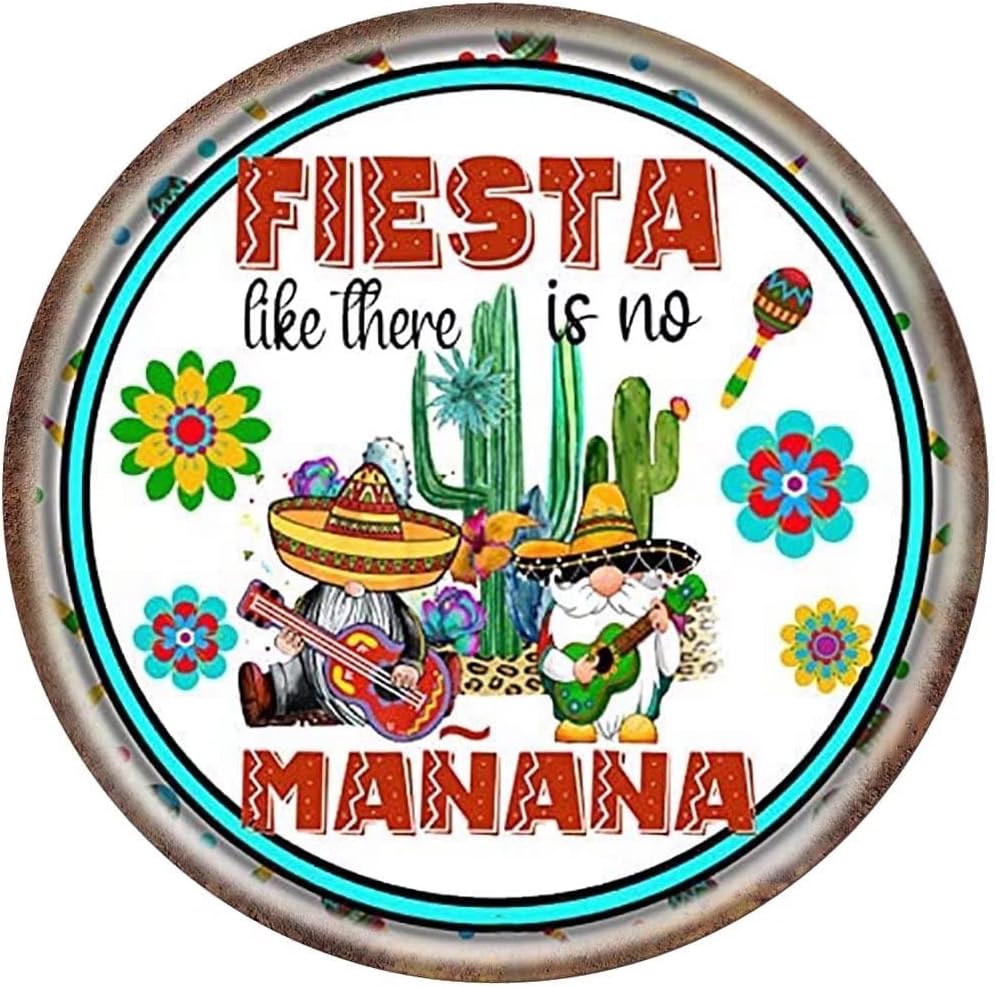 Amazon.com : Antique Round Wooden Sign Carnival Like No Manana Sign ...