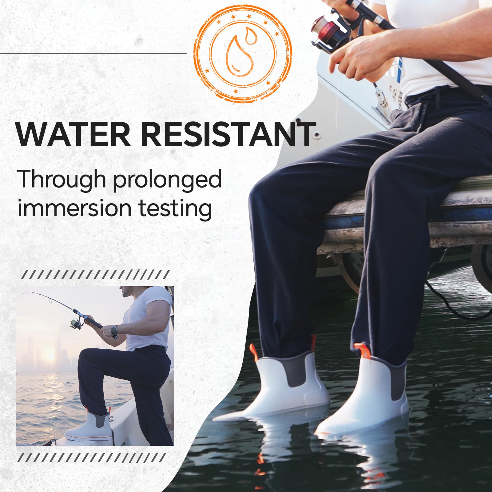 Snapklik.com : Mens Deck Boots Wide Fishing Boots Waterproof Rain Boots ...