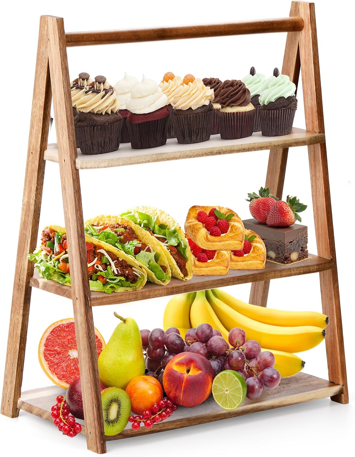 Amazon.com: Mezchi Wood Tiered Serving Tray, Appetizer Serving Tray ...