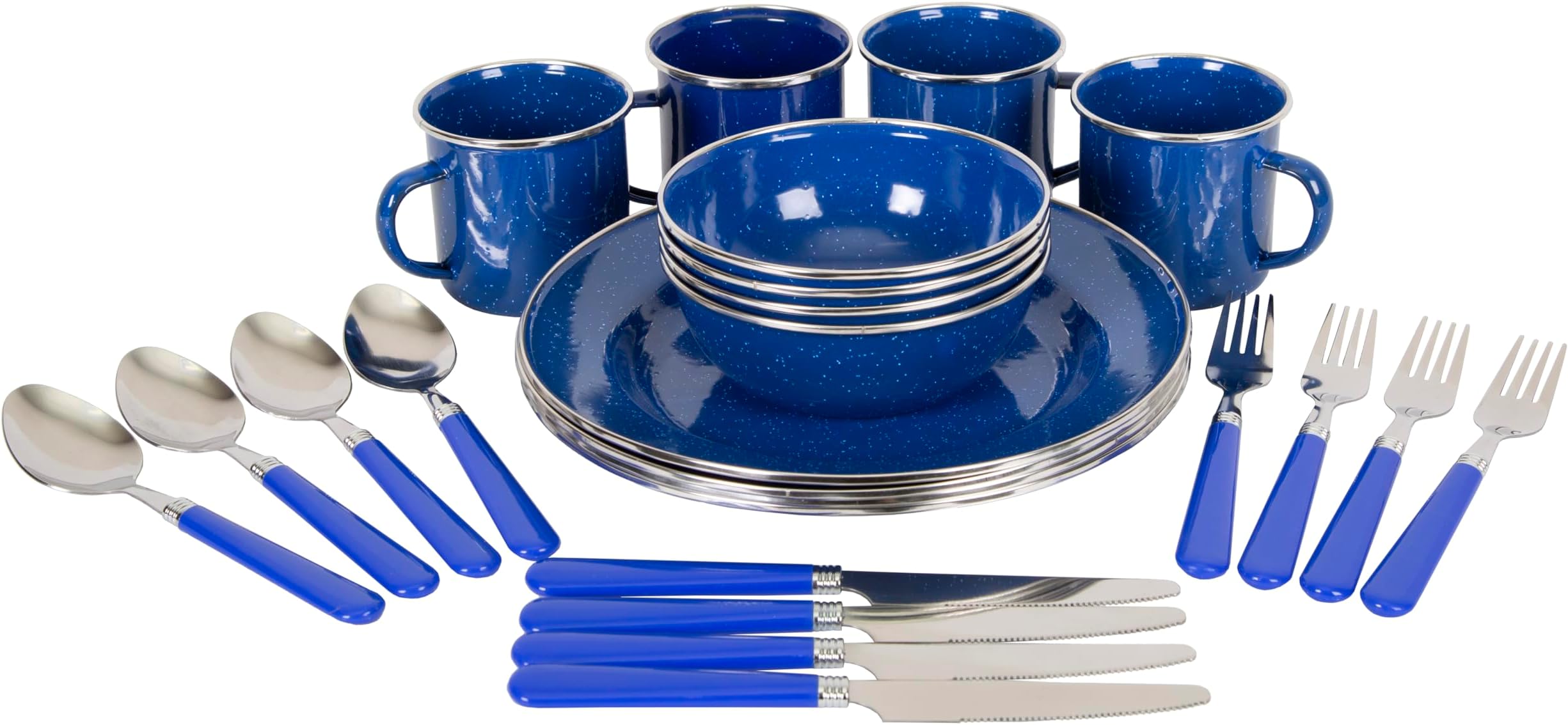 Amazon.com: Nuogo 12 Pcs Enamel Camping Tableware Set Camping Complete ...