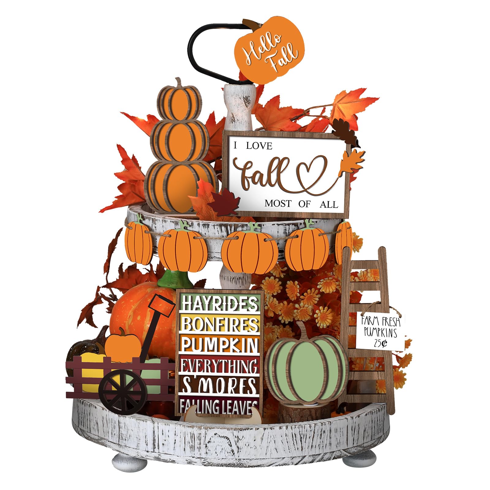 Amazon.com: Sumind 15 Pcs Fall Tiered Tray Decor Set Hello Fall Decor ...