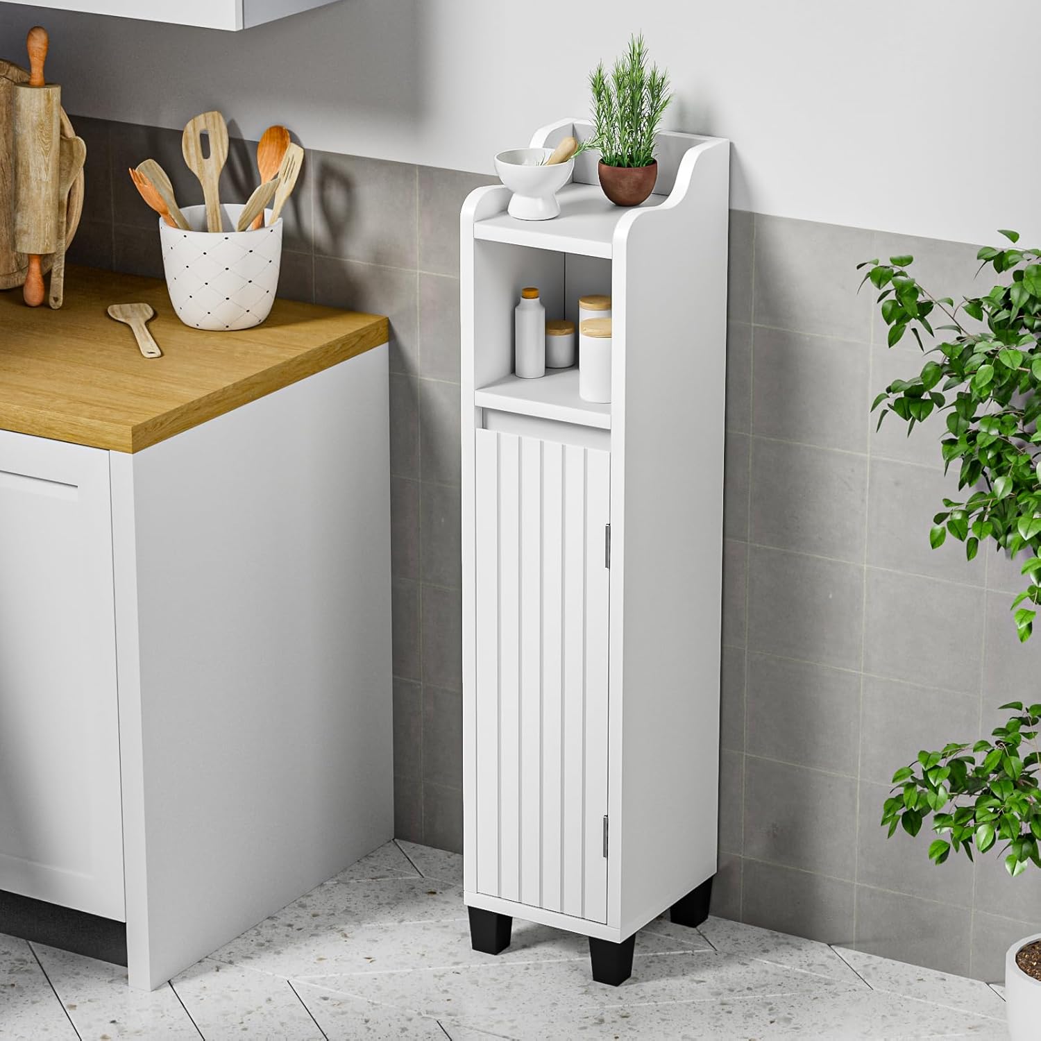Amazon.com: Giluta Bathroom Storage Cabinet, Corner Floor Cabinet with ...