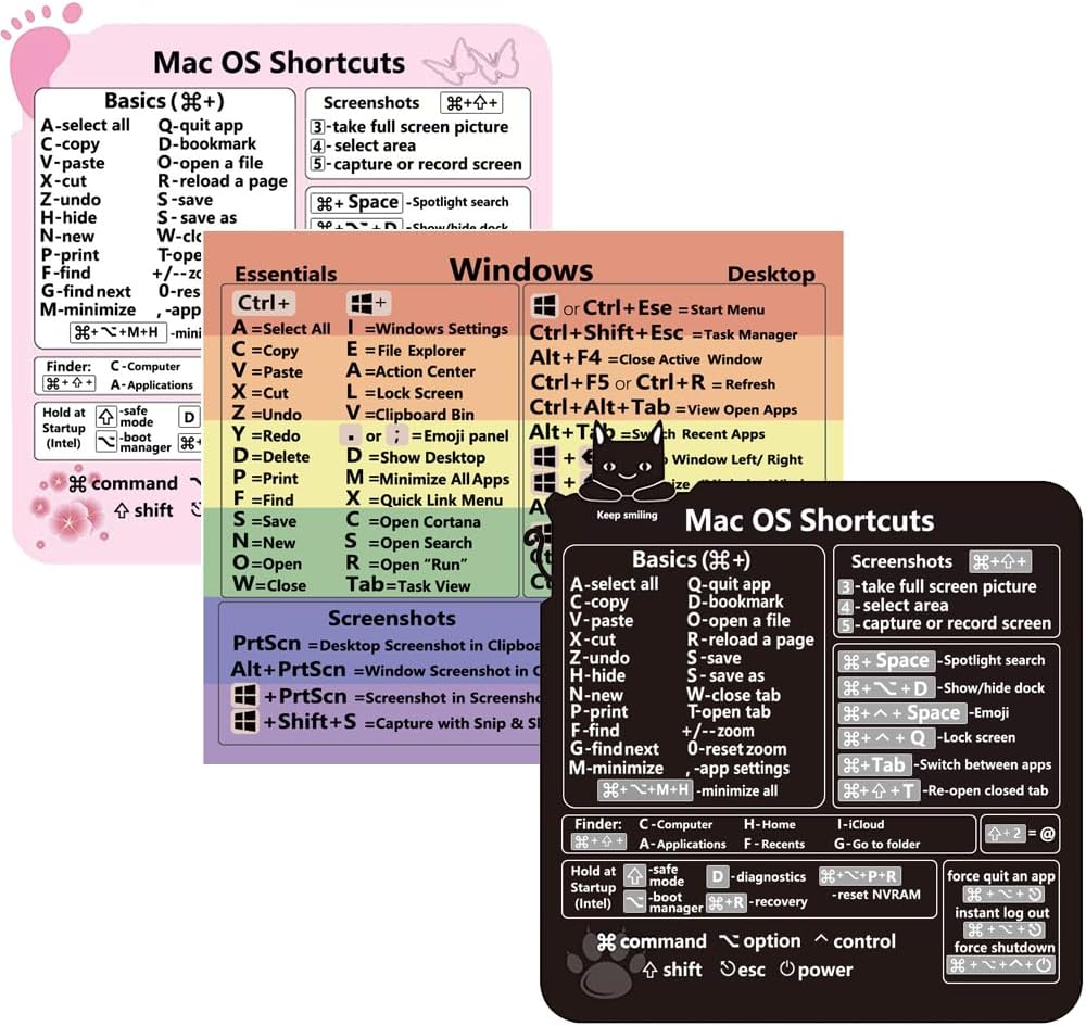 Amazon.com: Reference Keyboard Shortcut Sticker for Excel Mac os ...