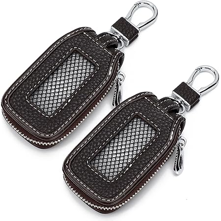 Amazon.com: 2 Pieces Leather Car Key Chain Case Holder Auto Key Fob ...