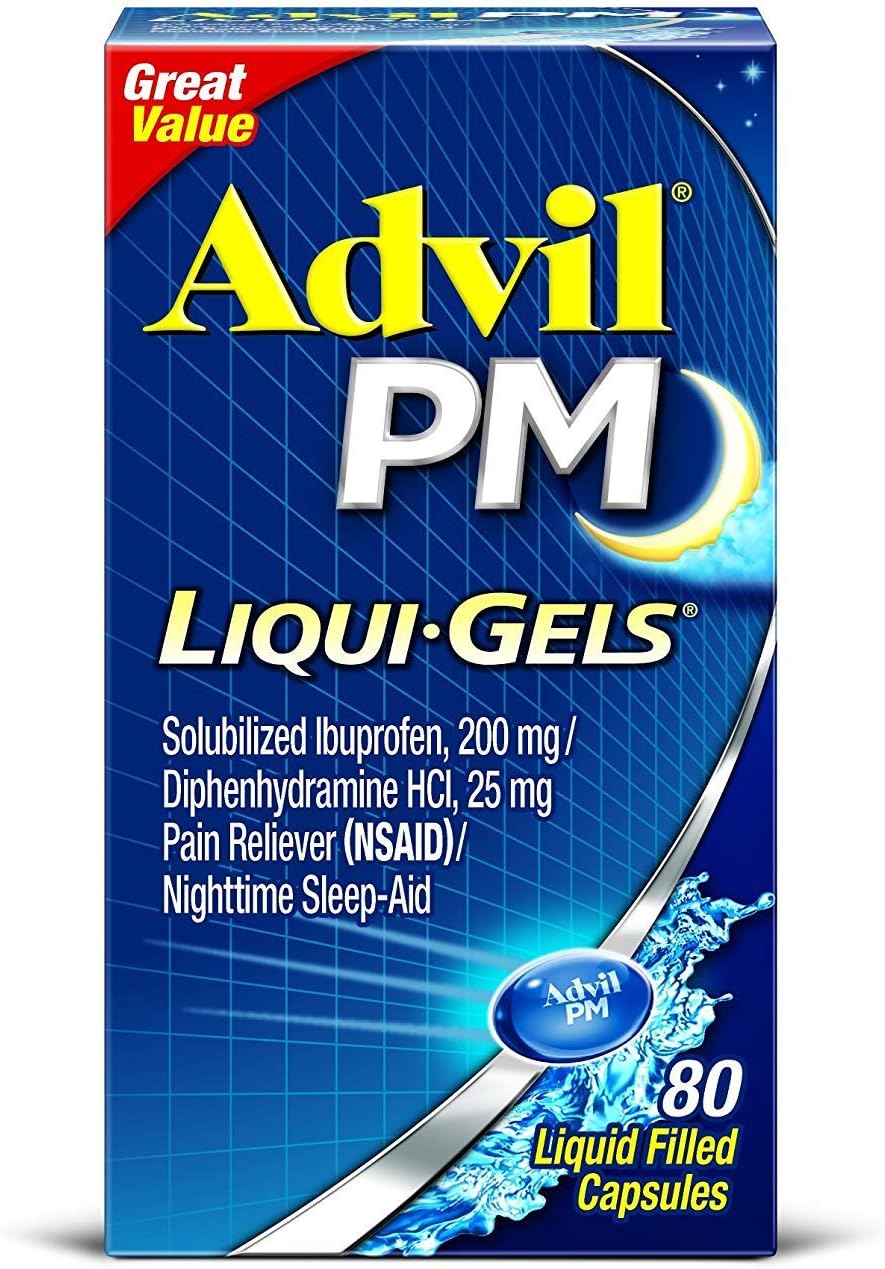 Amazon.com: Advil PM Ibuprofen 200 mg Liqui-Gels 80 ea (Pack of 2 ...