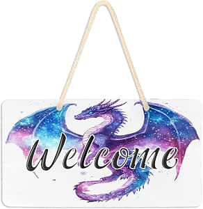 Amazon.com: Burbuja Dragon with Purple Galaxy Welcome Sign for Front ...