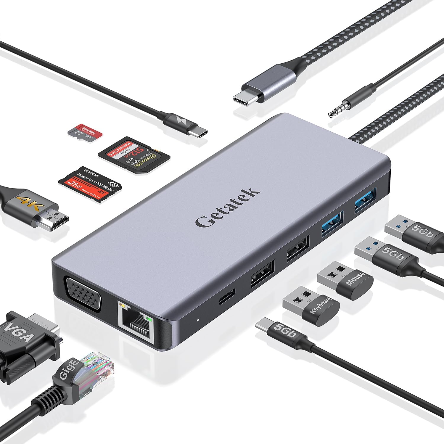 Amazon.com: NOVOO USB C Hub, 11-in-1 Docking Station Multiport Adapter ...