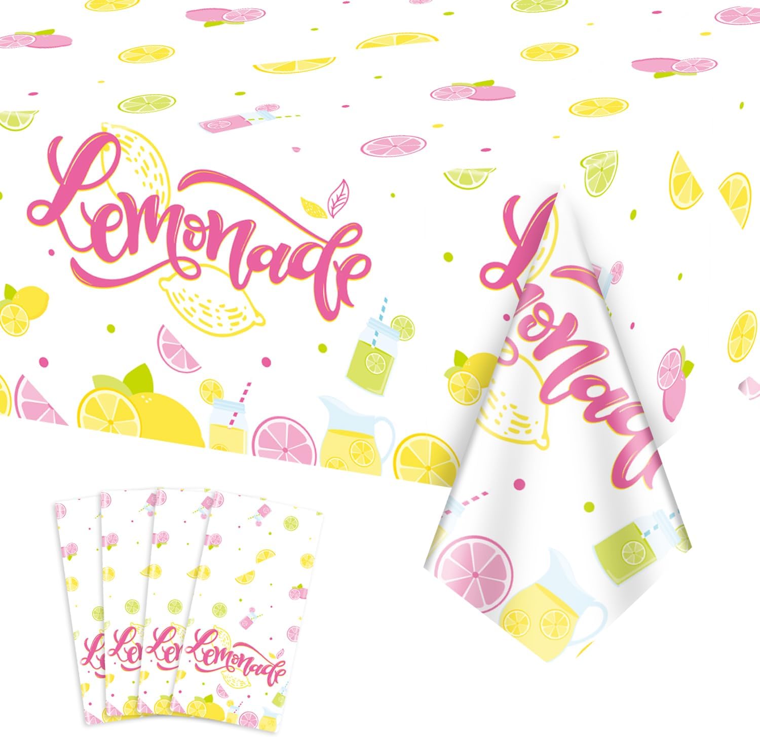 Amazon.com: PTECDROTS 4Pcs Lemonade Stand Tablecloths, Pink Yellow ...