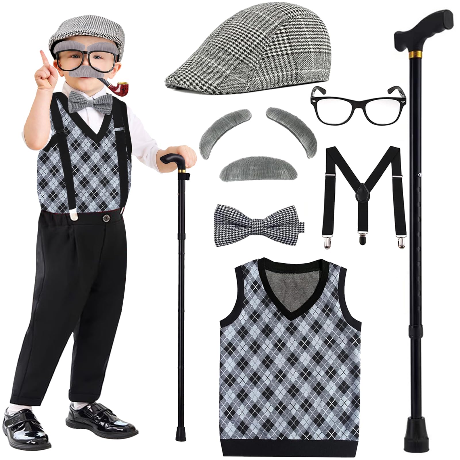 Snapklik.com : Old Man Costume For Kids Boys 3-4 100 Days Of School ...