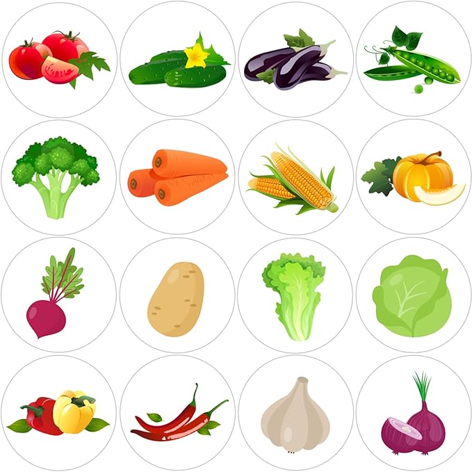 Amazon.com: Hohamn 600 Pcs Vegetables Stickers for Kids Teachers 1.5 ...
