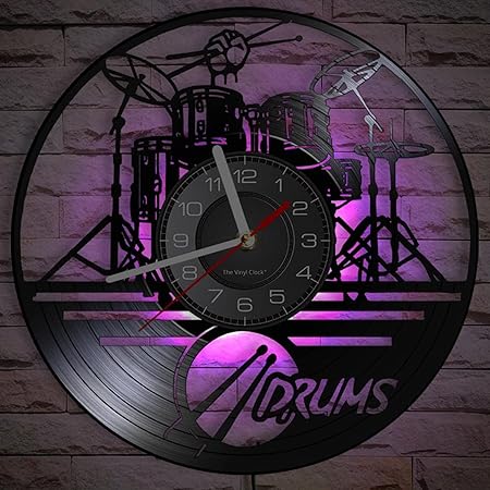 Amazon.com: Timethink 12 Inch Drums LED Wall Clock with 7 Luminous ...