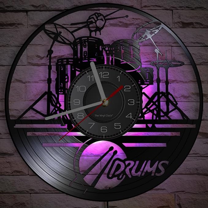 Amazon.com: Timethink 12 Inch Drums LED Wall Clock with 7 Luminous ...