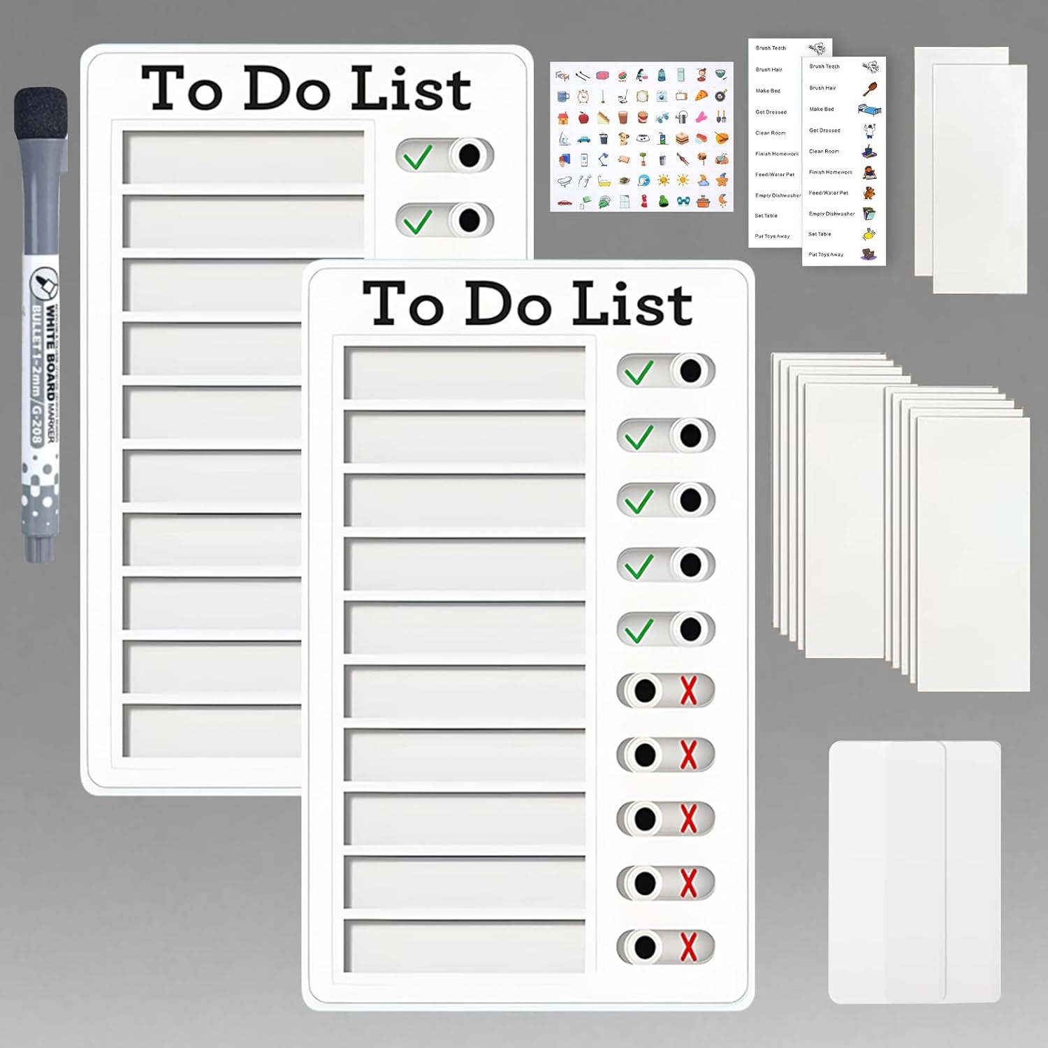 Amazon.com : Chore Chart 2 Pack My Chores List Checklist Dry Erase Task ...