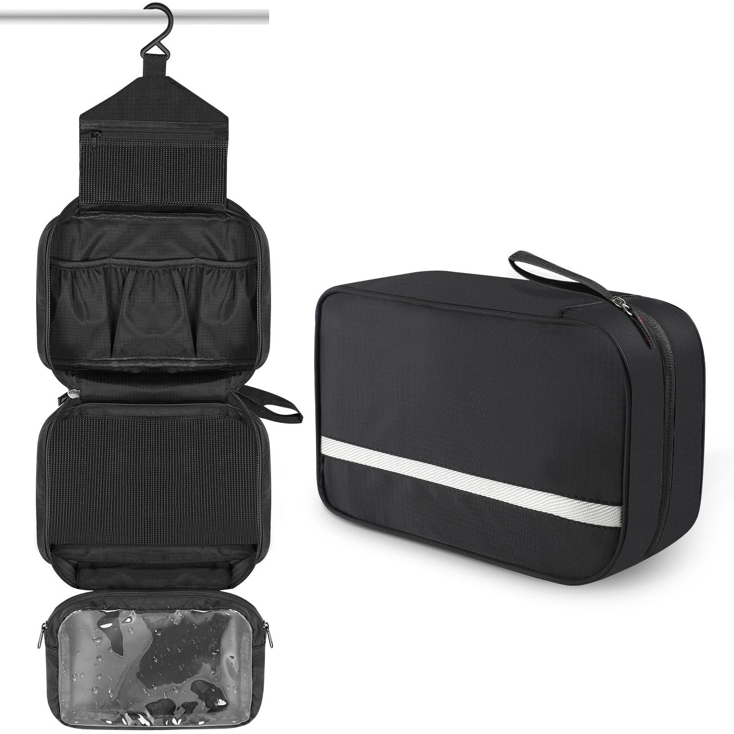 Hanging Toiletry Bag,Water-Resistant Toiletry Bag with 4 Compartments ...
