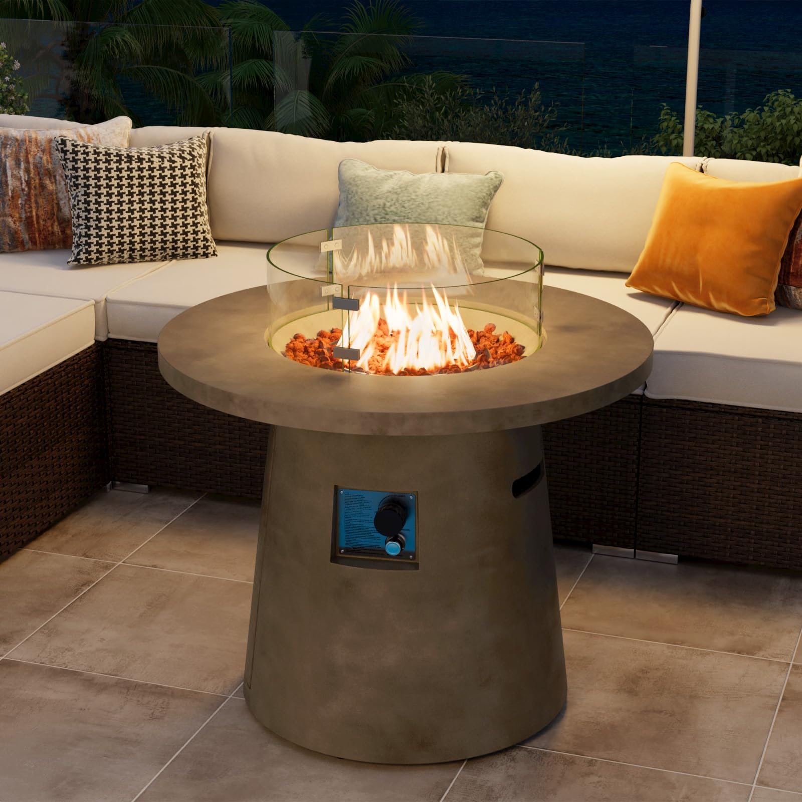 Amazon.com: COSIEST 31.5-inch Round Fire Pit, Magnesium Oxide Outdoor ...