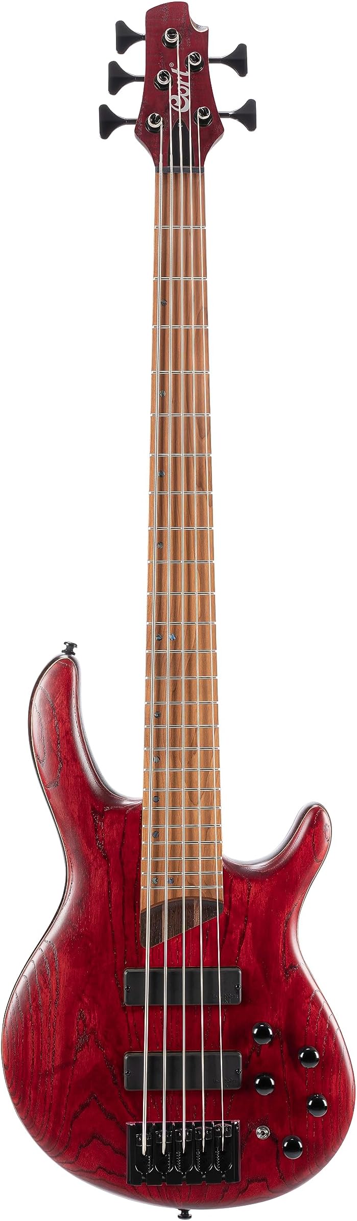 Amazon.com: Cort, 5-String Bass Guitar, Right, Open Pore Burgundy Red ...