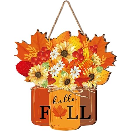 Amazon.com: BBTO Fall Welcome Door Sign fall door decor Wooden ...