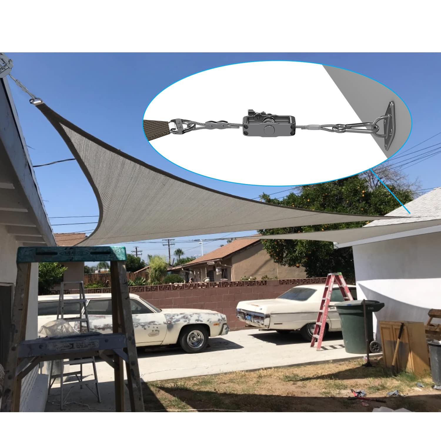 Snapklik.com : Sunshade Sails Hardware Kit, Heavy Duty Sun Shade Sail ...