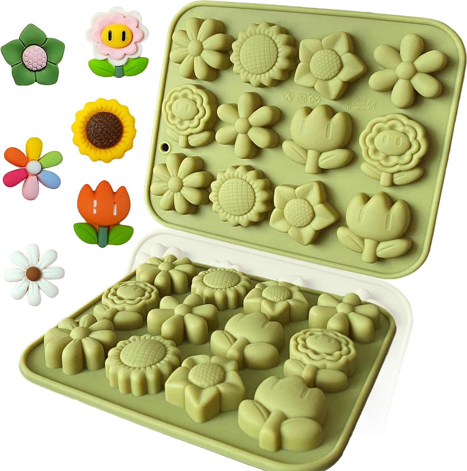 Amazon.com: Flower Chocolate Molds for Baking 2PCS Sun Flower Silicone ...