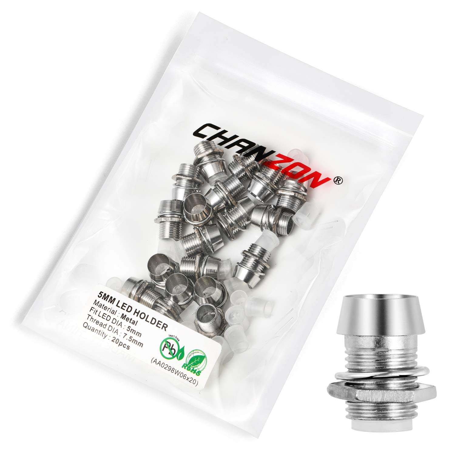 Chanzon 20pcs 5mm Metal Led Holder for Light Emitting Diodes,Diode ...