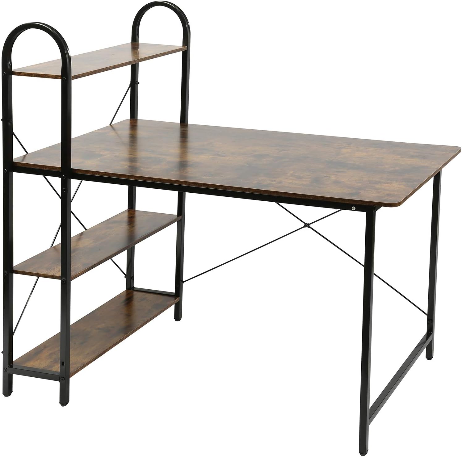 Amazon.com: Home Basics Computer Desk with Shelves, Rustic/Black : Home ...