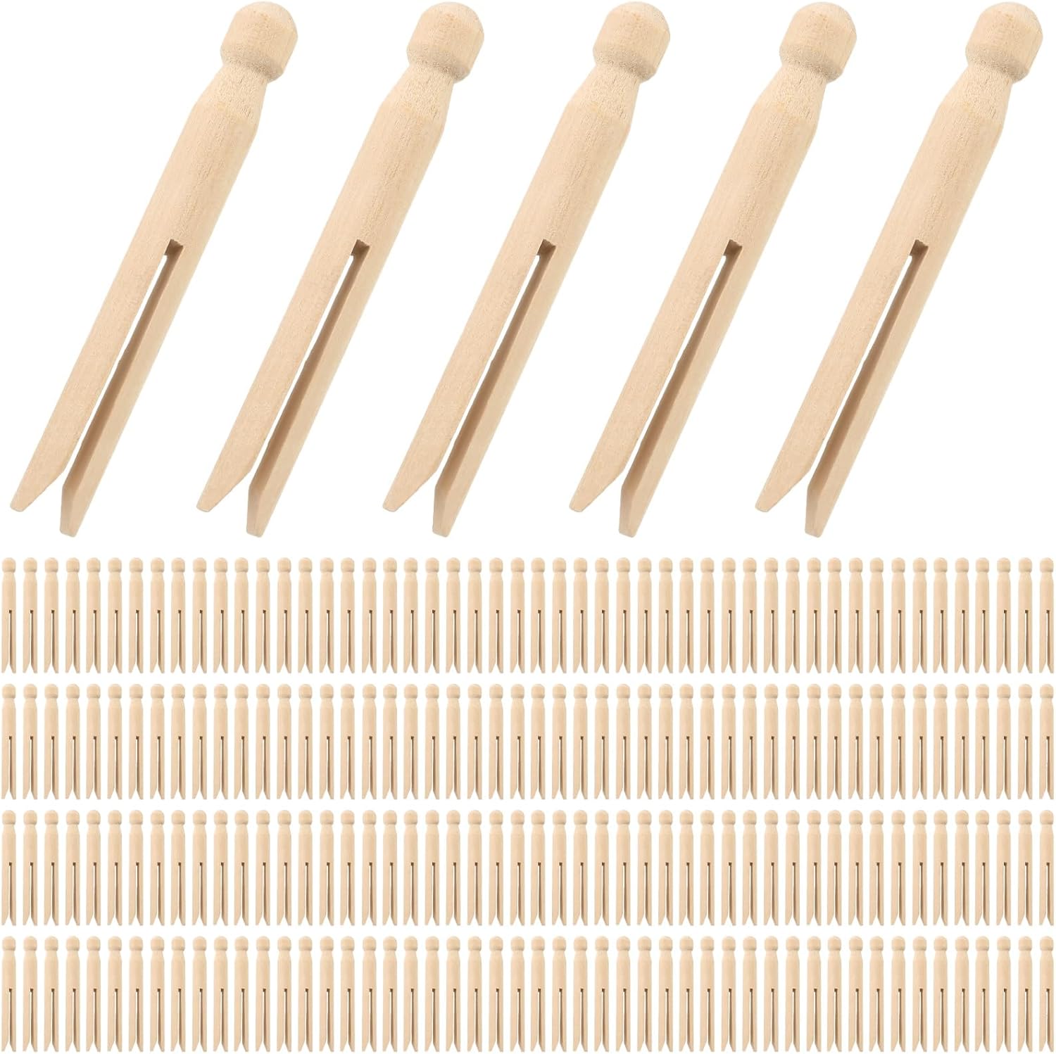 Amazon.com: Zubebe 200 Pack Round Wooden Clothespins Vintage Dolly ...