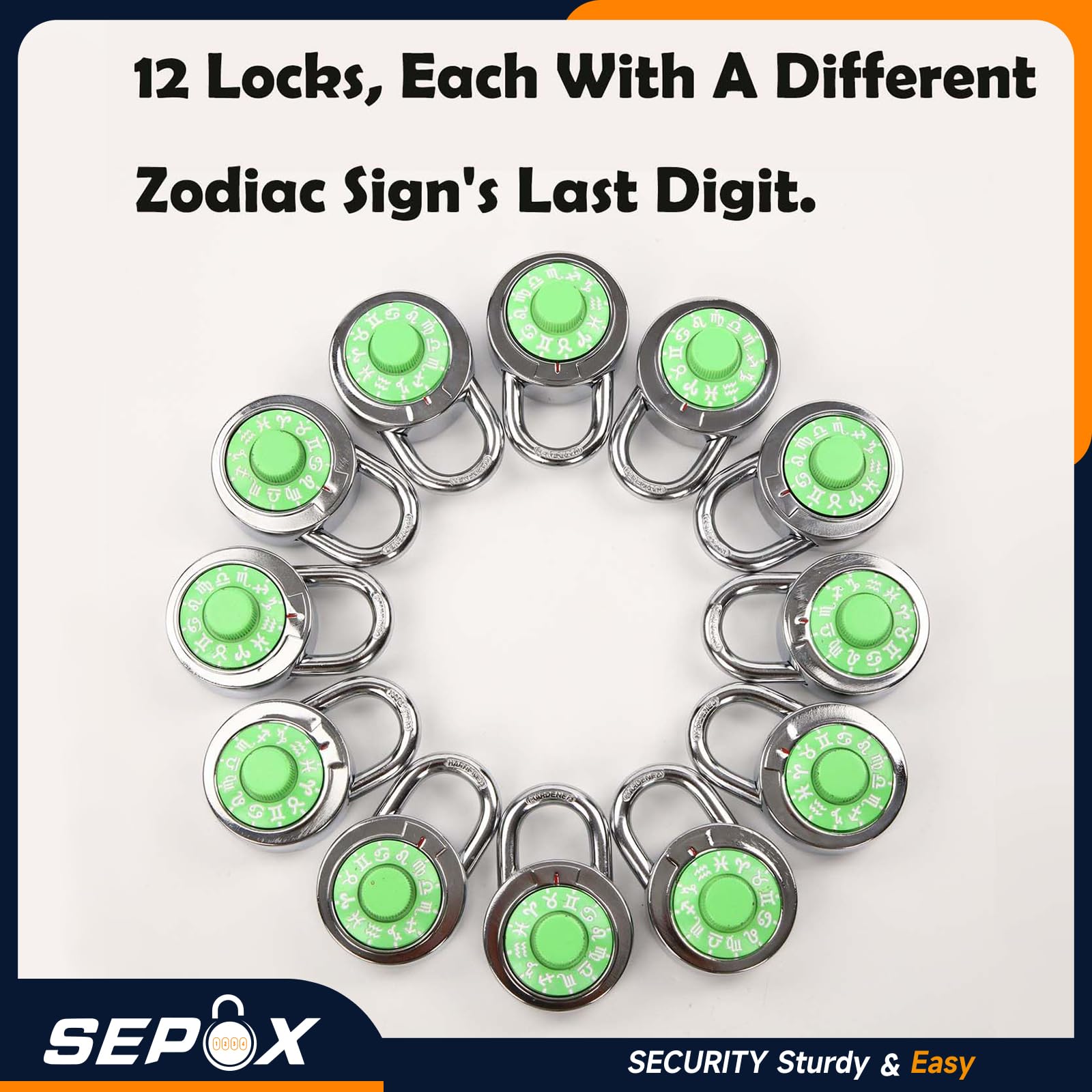 Snapklik.com : 12Pcs Zodiac Dial Combination Lock, 2" Steel Lock Body ...