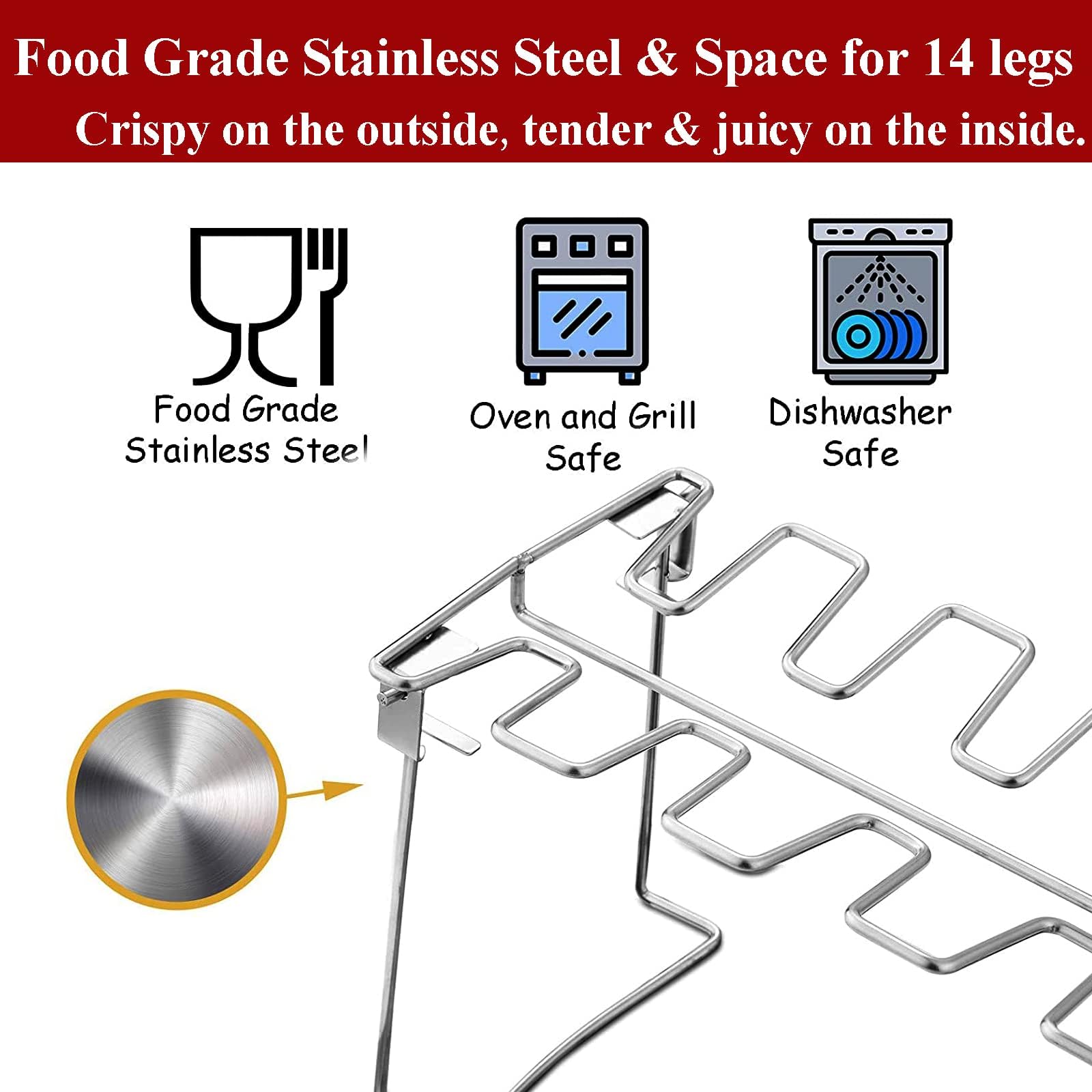 Snapklik.com : 2 Packs Grill Rack, Chicken Leg And Wing Rack, 14 Slots ...
