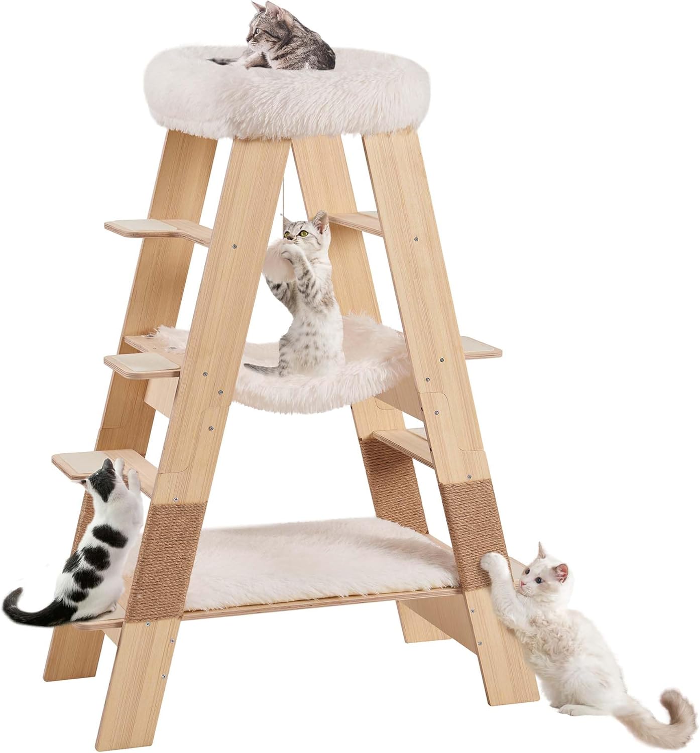Amazon.com : unipaws Pyramid Cat Tree, 5-Level Wooden Cat Ladder ...