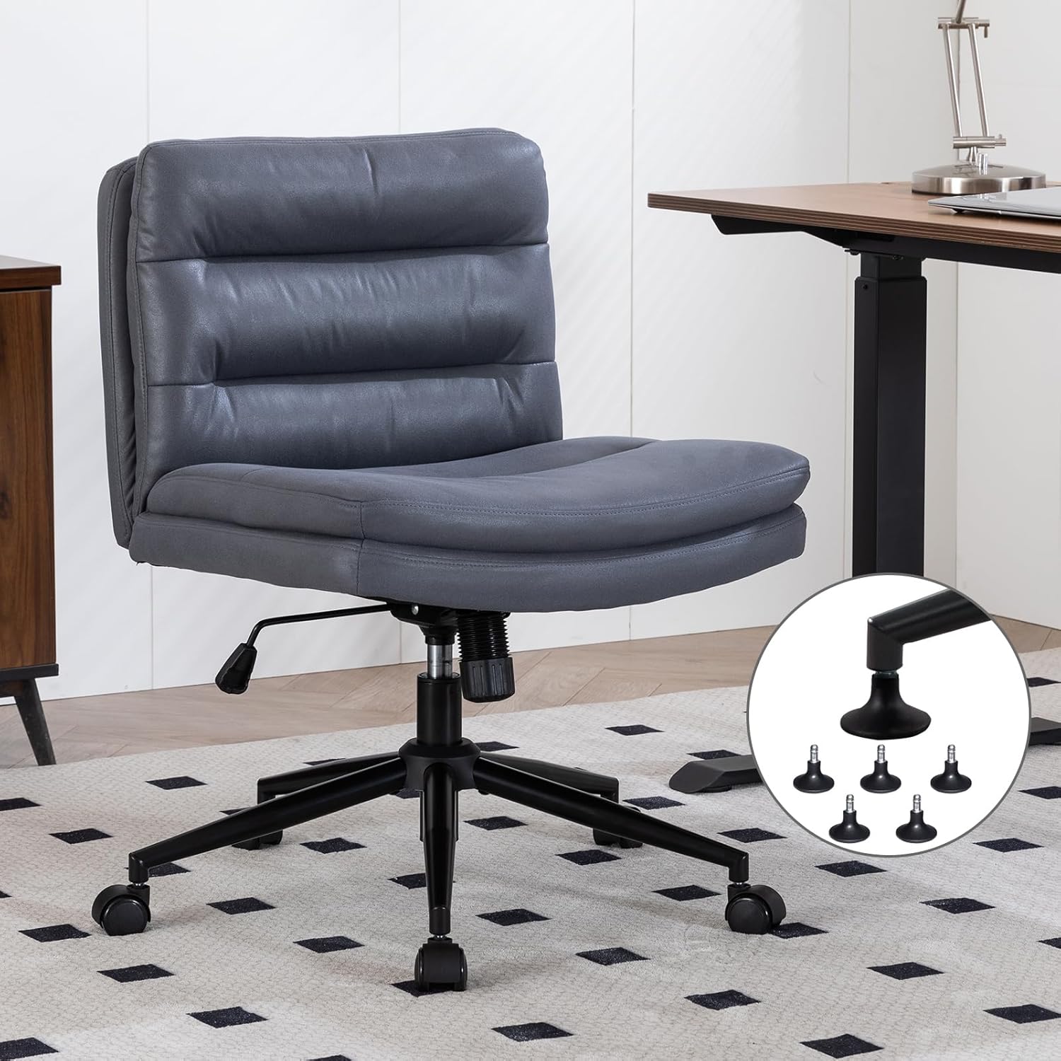 Amazon.com: ESTRUCO Armless Office Chair with Wheels Wide Desk Chair ...