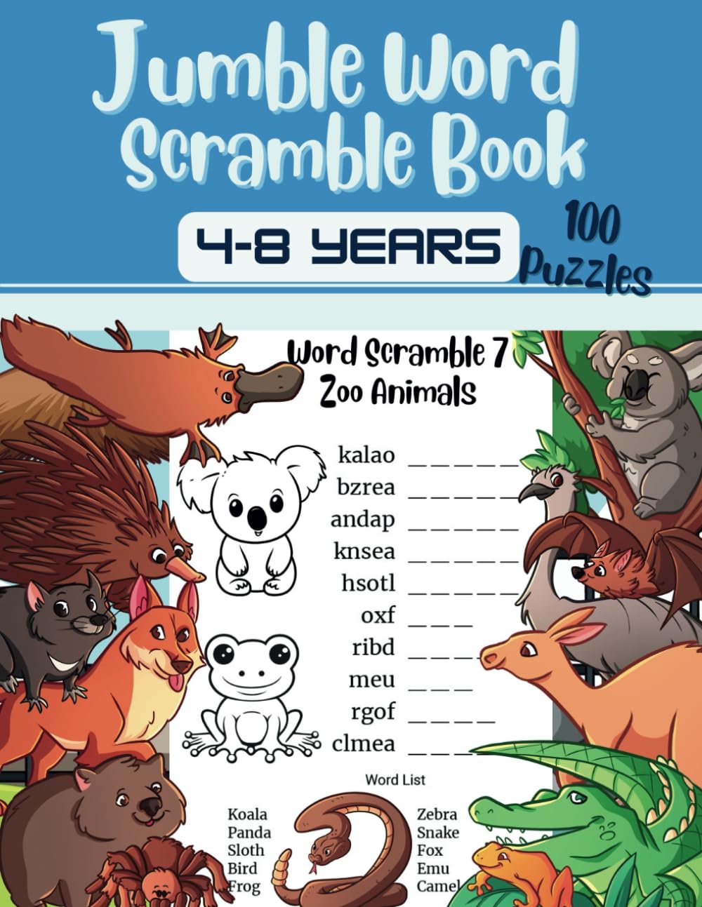 Jumble Word Scramble Book 4-8 Years: 100 Easy Puzzles with Coloring to ...