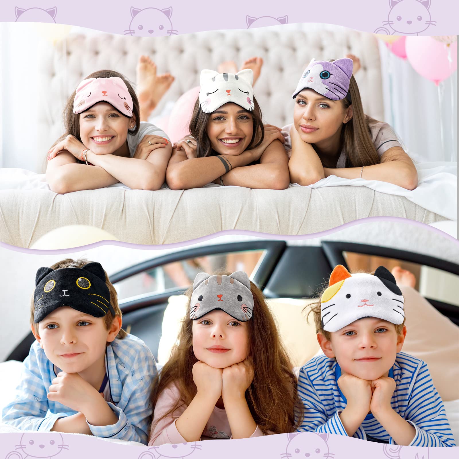 Snapklik.com : 6 Pcs Kids Sleep Mask Cute Cat Animal Sleeping Eye Cover ...