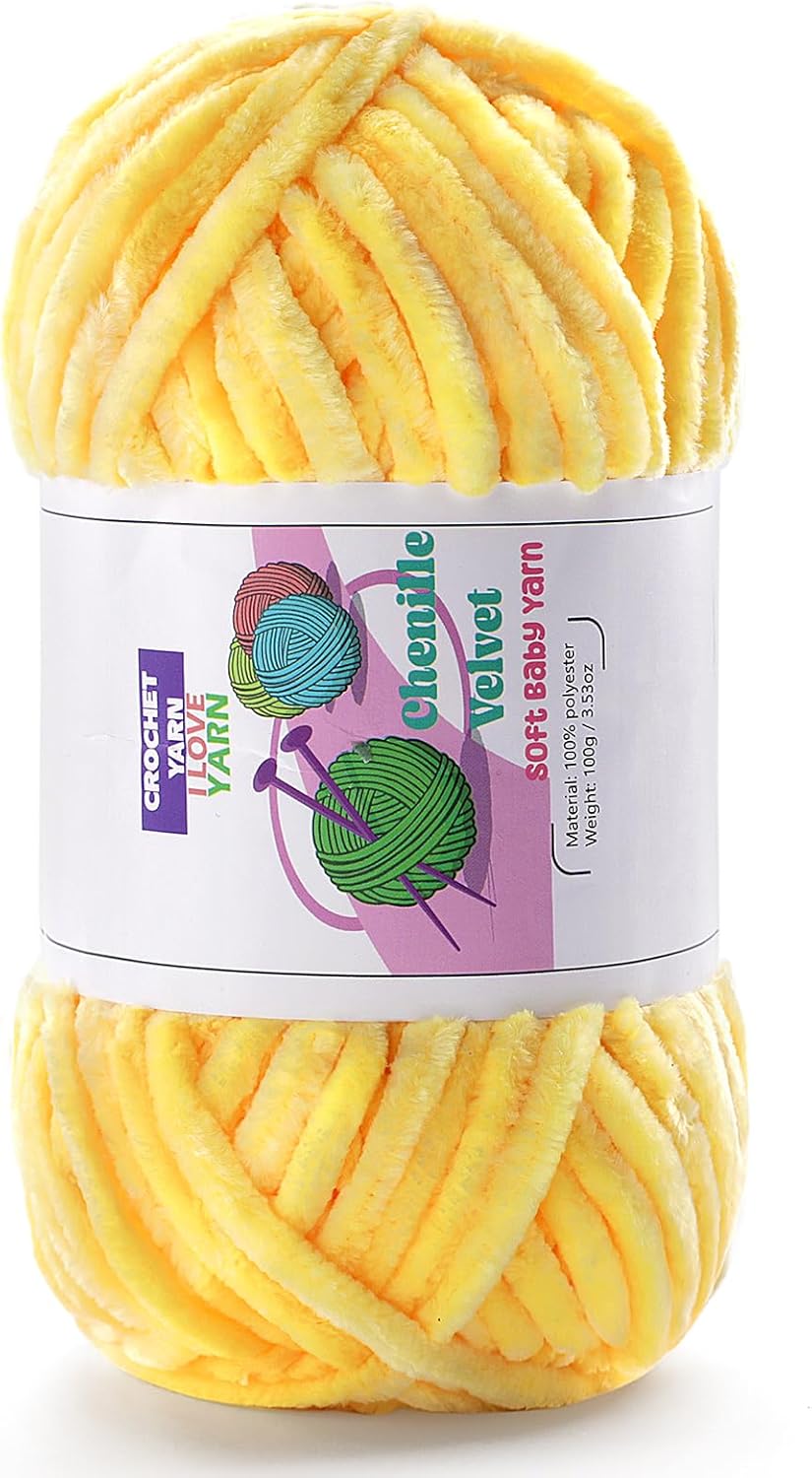 Amazon.com: Plush Chenille Chunky Yarn, Velvet Fluffy Yarn for Hand ...
