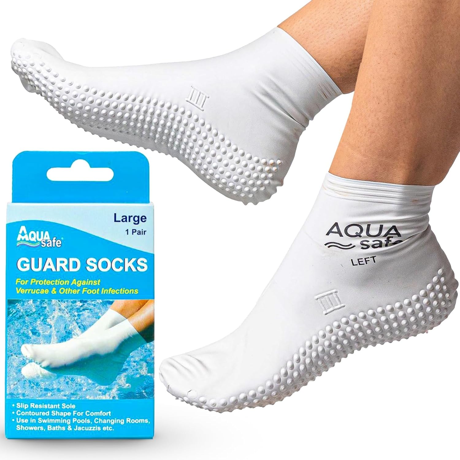 Amazon.com: AquaSafe Guard Swimming Verucca Socks - Beige, Medium ...