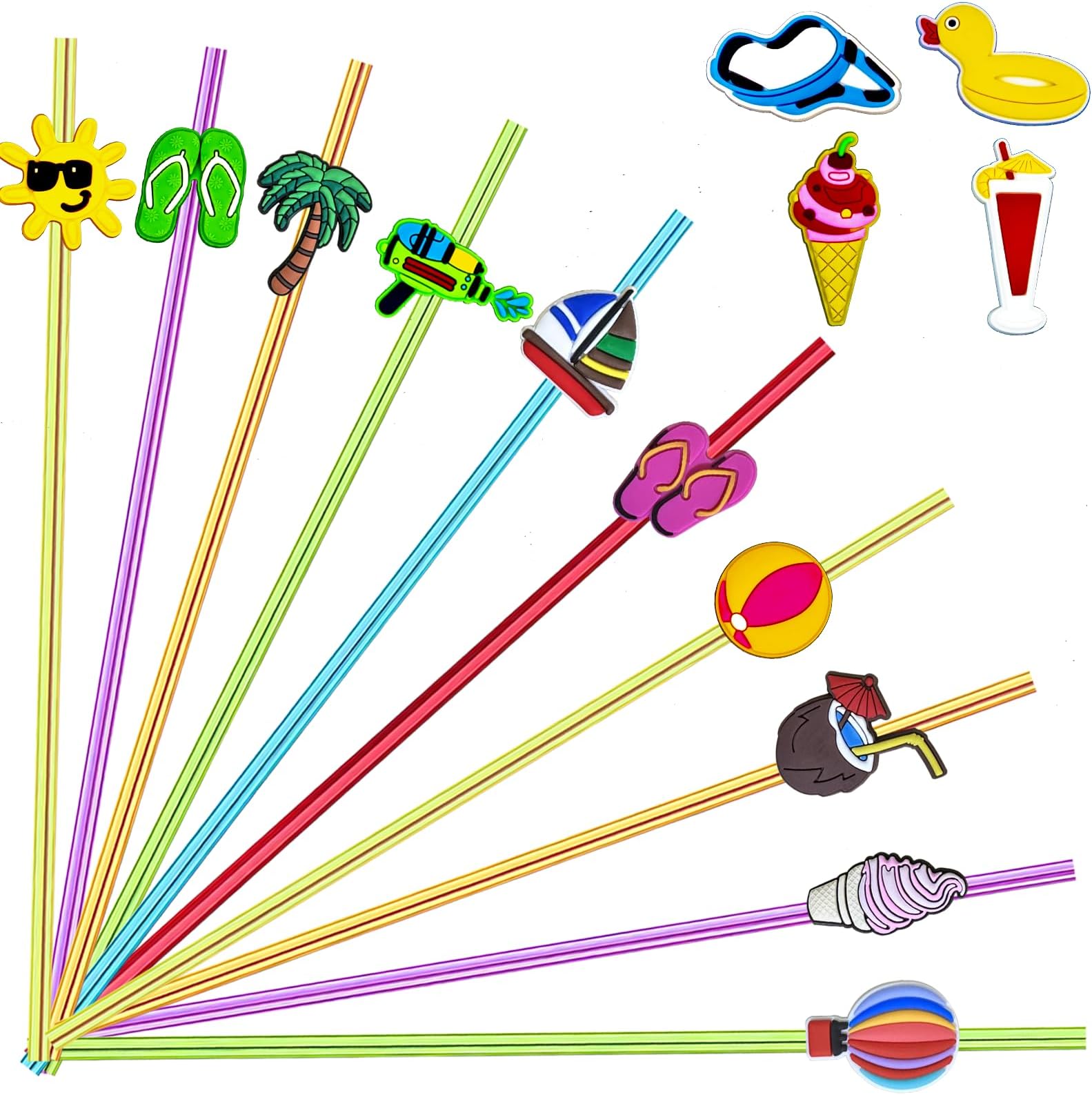 Amazon.com: 24Pcs Summer Pool Drinking Straws for Kids, Pool Party ...
