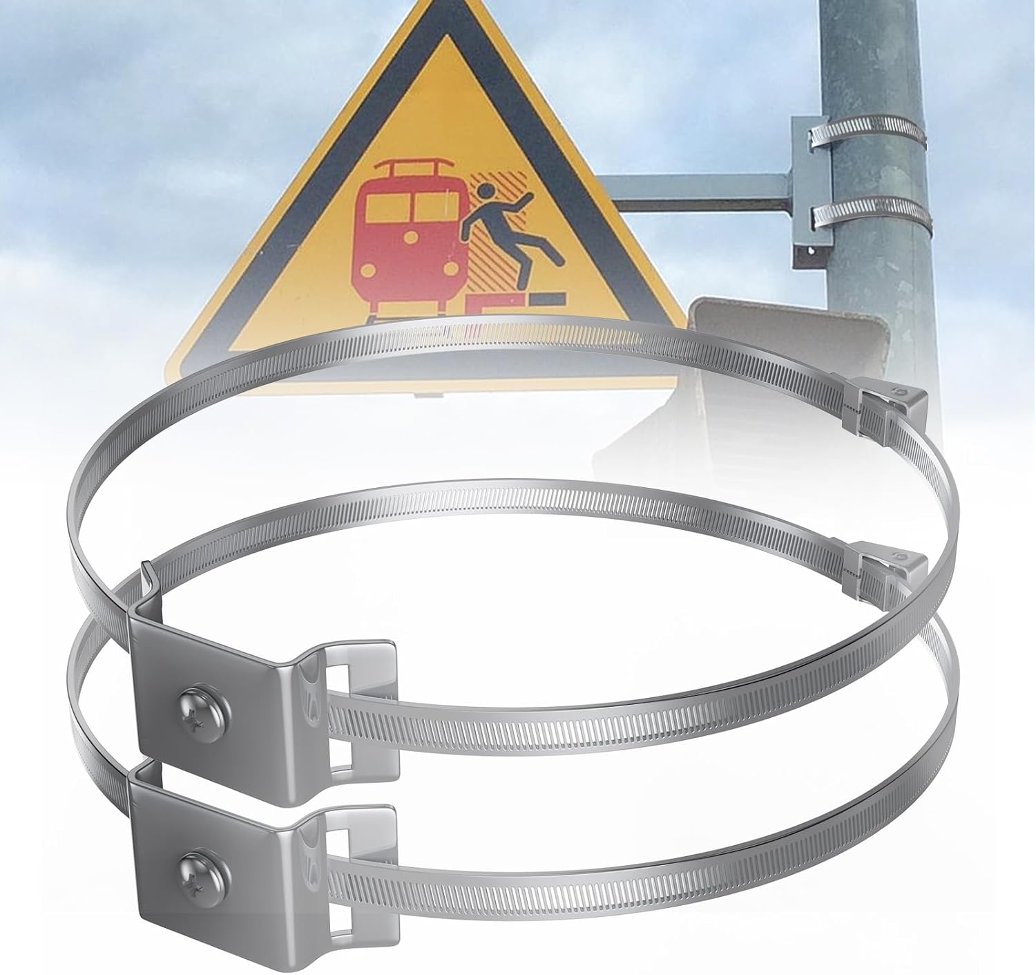 JUGGHOME Adjustable Sign Mounting Brackets for Larger Diameter Poles ...